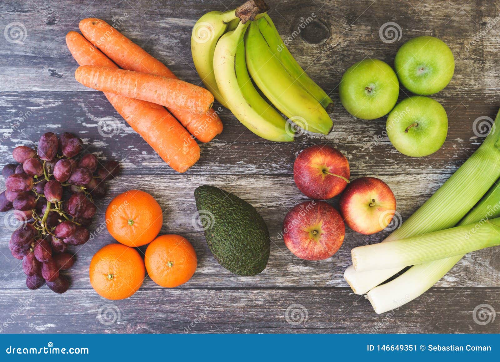 Fruit Veg Flat Lay with Bananas, Grapes and More Stock Image - Image of ...
