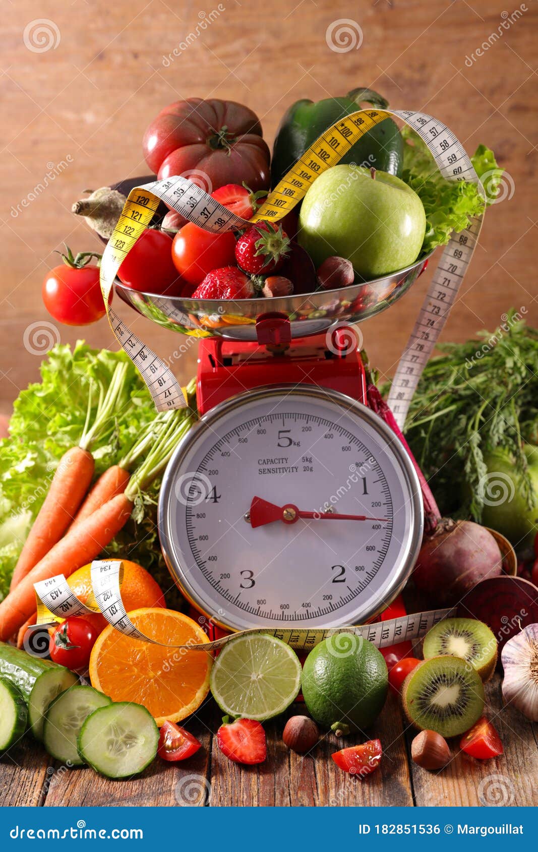 Fruit Vegetable on Balance Scale Concept Stock Photo - Image of scale ...