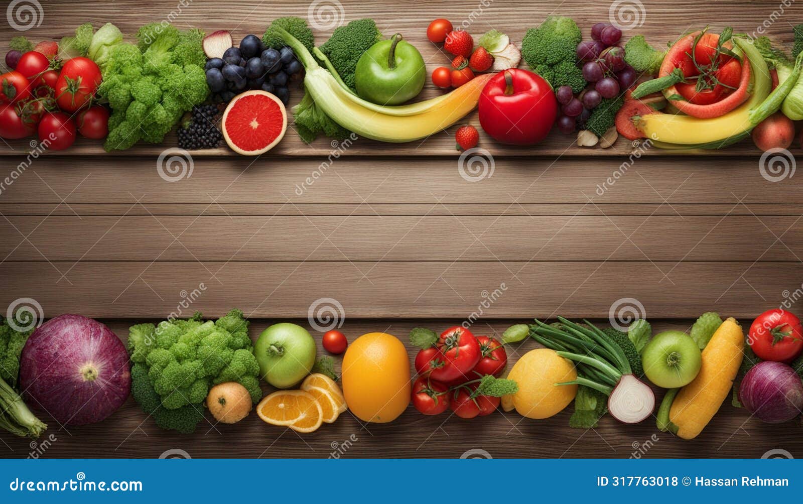 Fruit and Vegetable Borders Fruit and Vegetable Borders on Wood Table ...