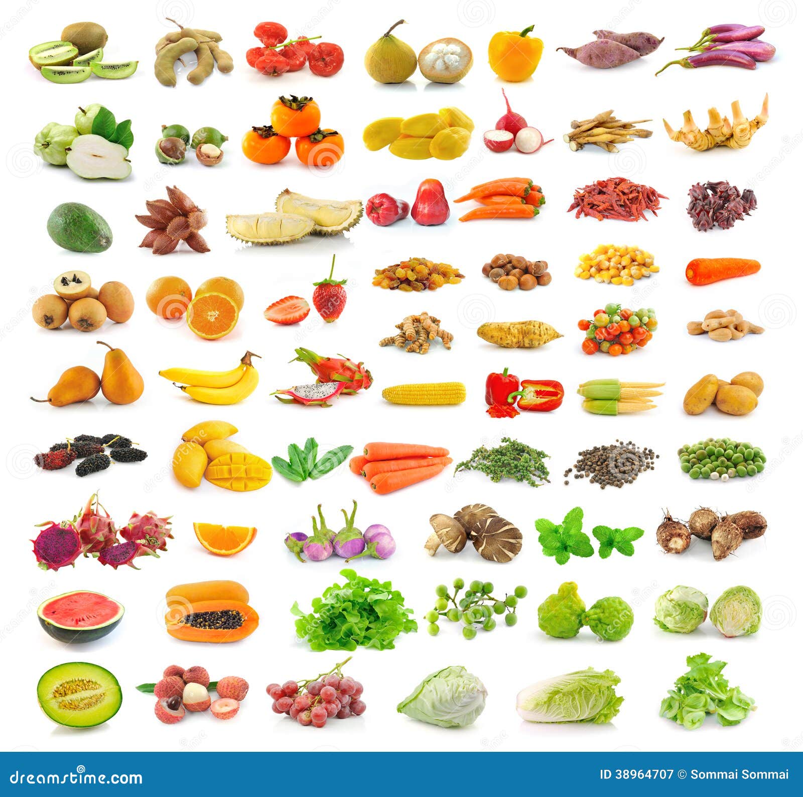 Fruit and Vegetable Collection Isolated on White Stock Image - Image of ...