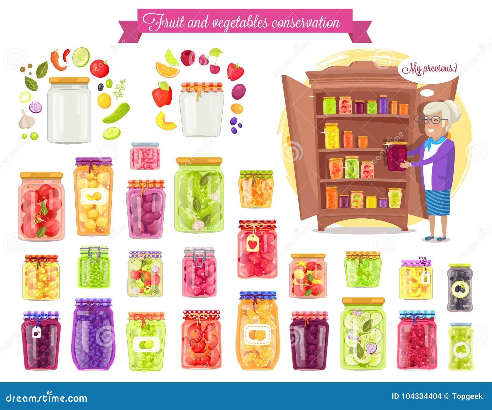 Fruit ,Vegetable Conservation Vector Illustration Stock Vector ...