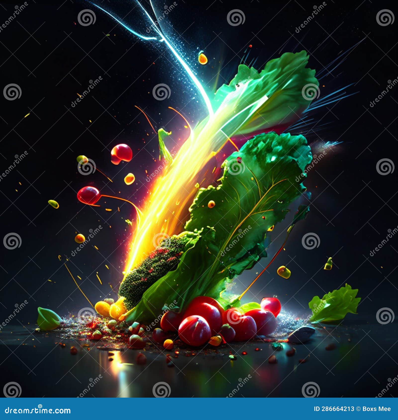Fruit and Vegetable Explosion. 3d Rendering 3d Illustration Stock ...