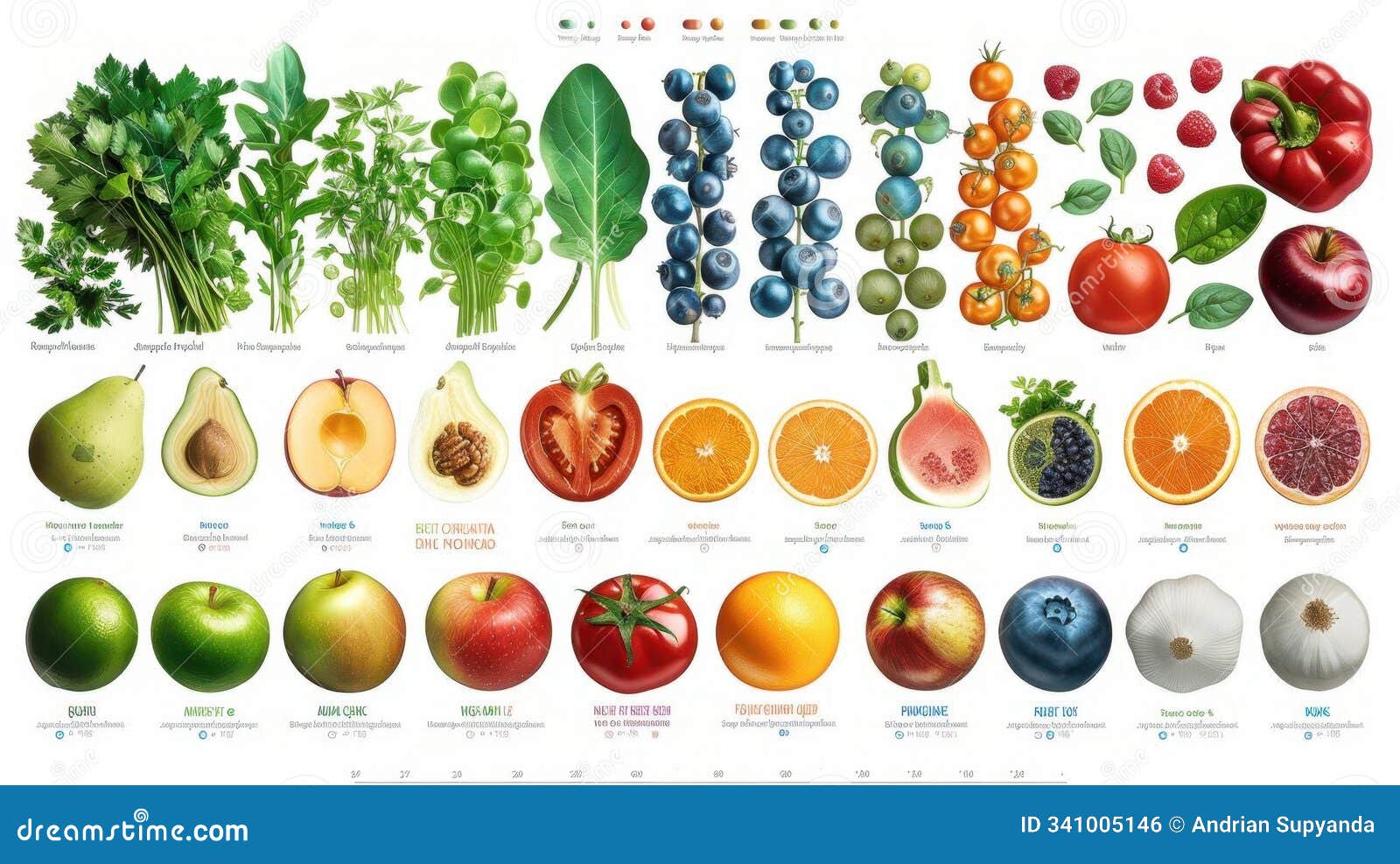 Fruit & Vegetable Guide, Visual Chart of Common Produce Stock ...