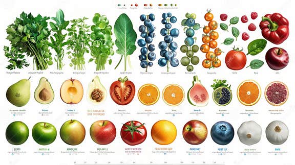 Fruit & Vegetable Guide, Visual Chart of Common Produce Stock ...