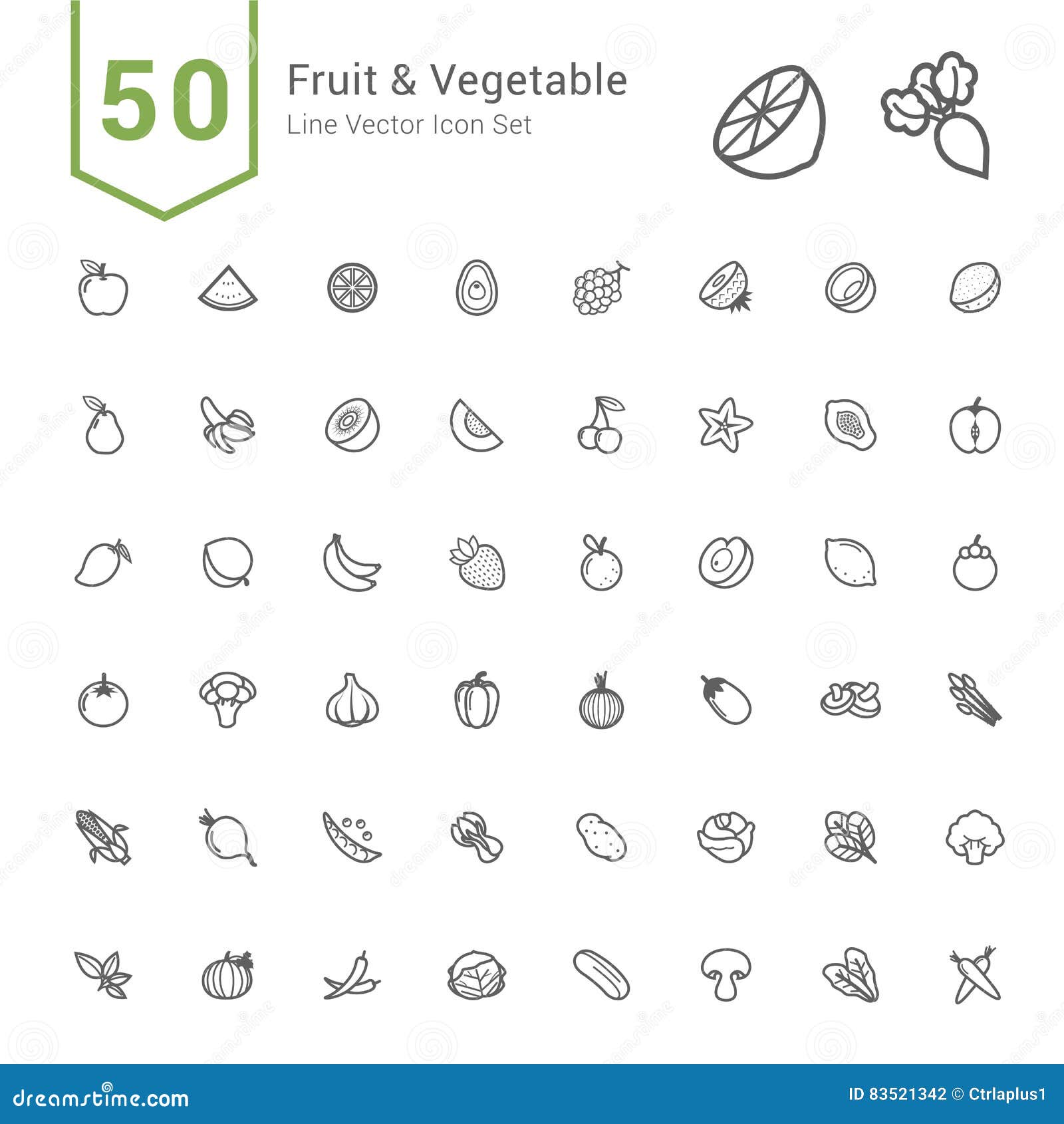 Vector Set Of Fruit And Vegetable Logos | CartoonDealer.com #235876698
