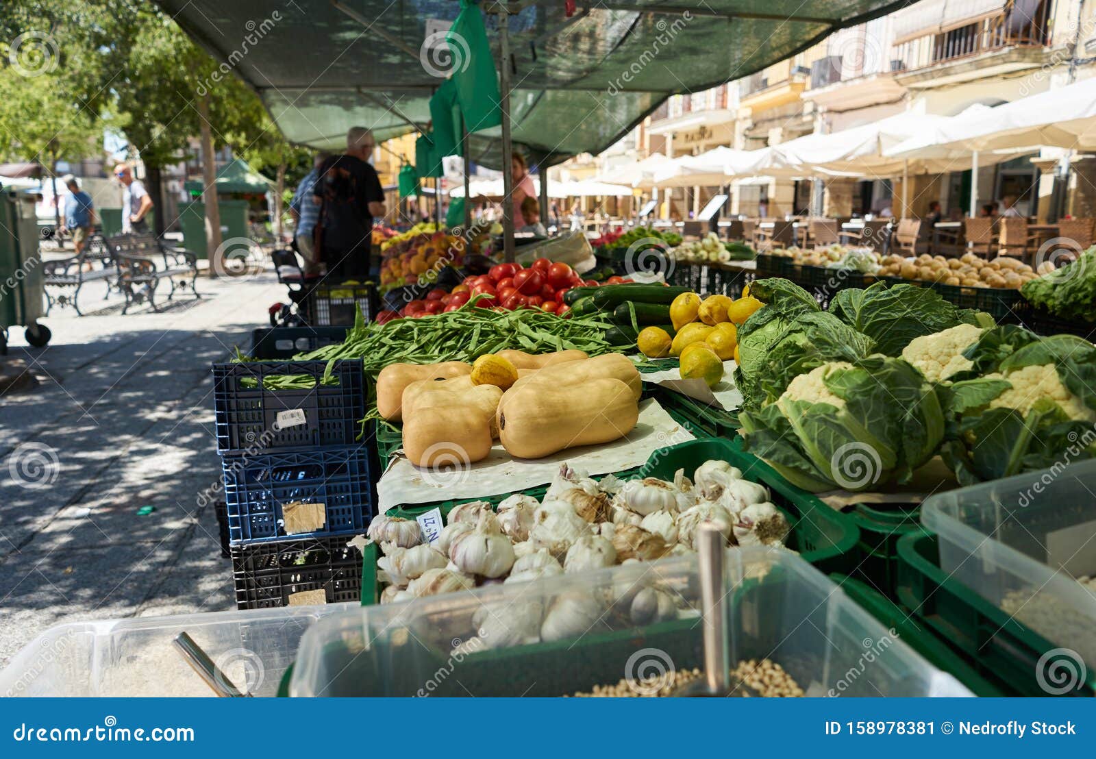 Fruit and Vegetable Stall in the Outdoor Market Stock Image - Image of ...