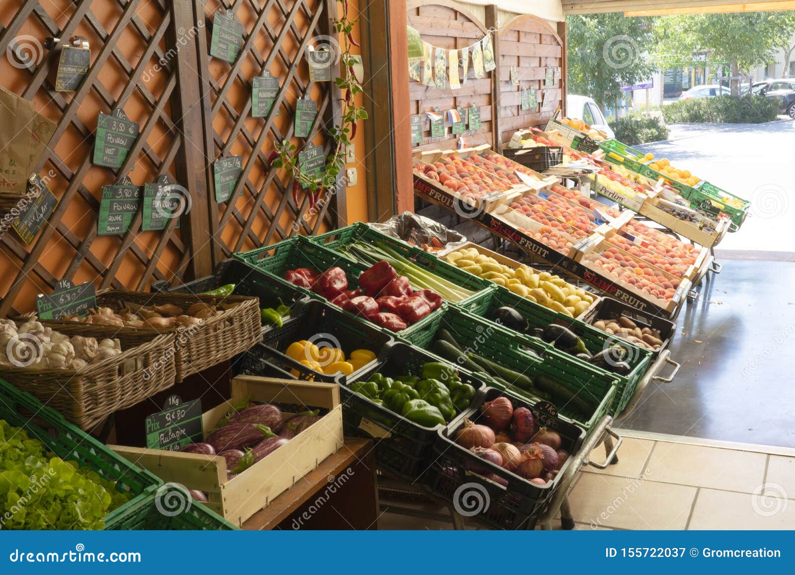 Fruit and vegetable stall stock image. Image of sell - 155722037