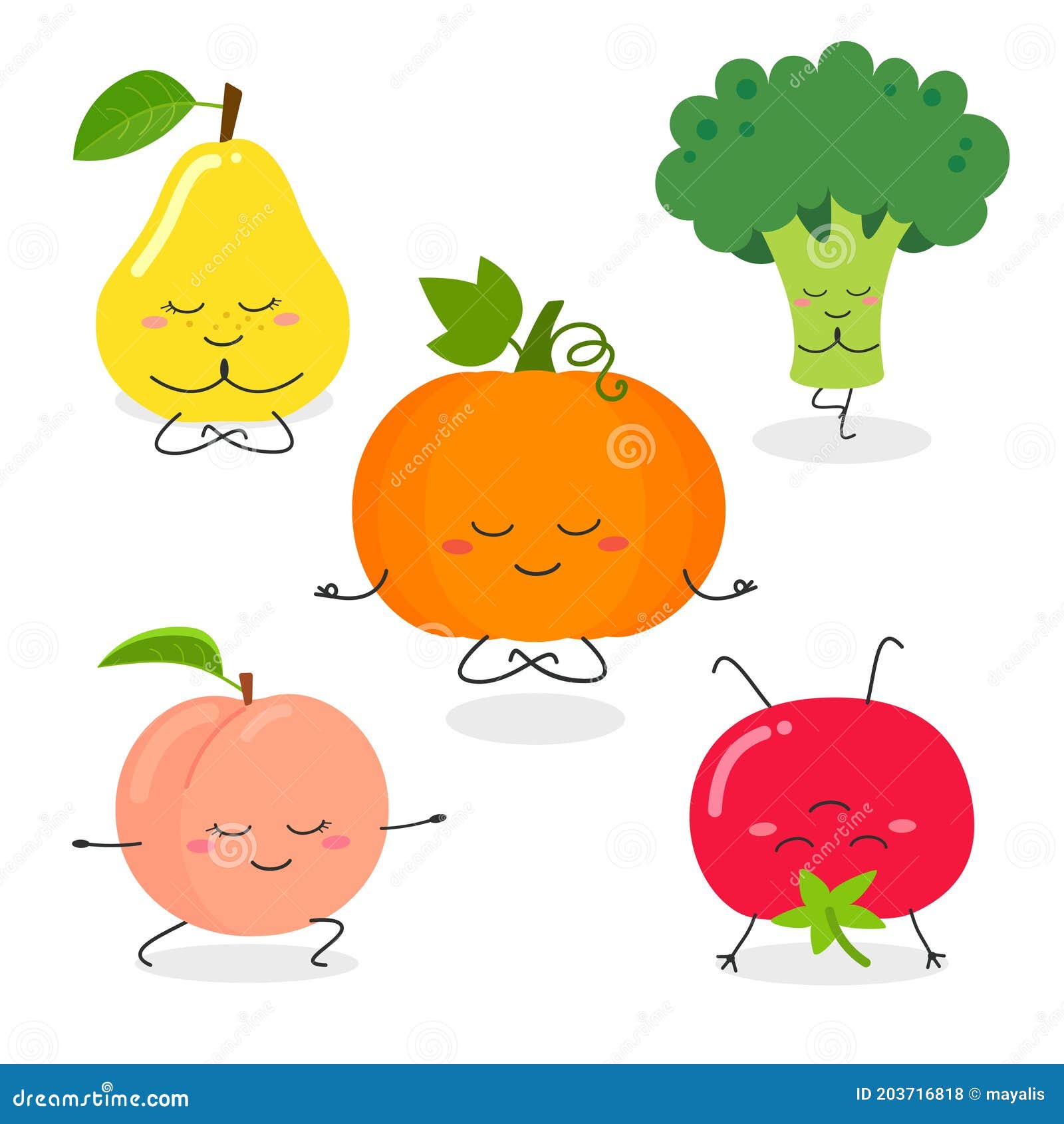 Fruit and Vegetable Yoga Poses Vector Set Stock Vector - Illustration ...