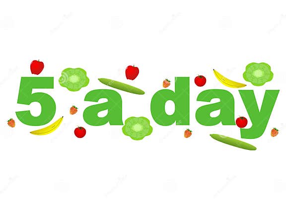 Fruit and Vegetables 5 a Day Stock Illustration - Illustration of ...