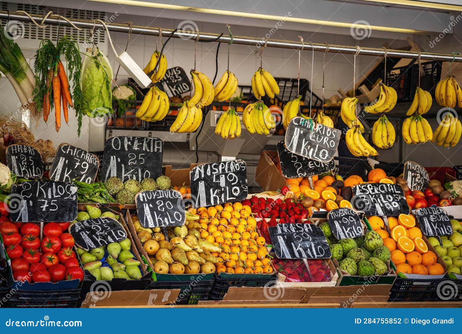 Fruit and Vegetables Market Stall in Spain Stock Photo - Image of ...