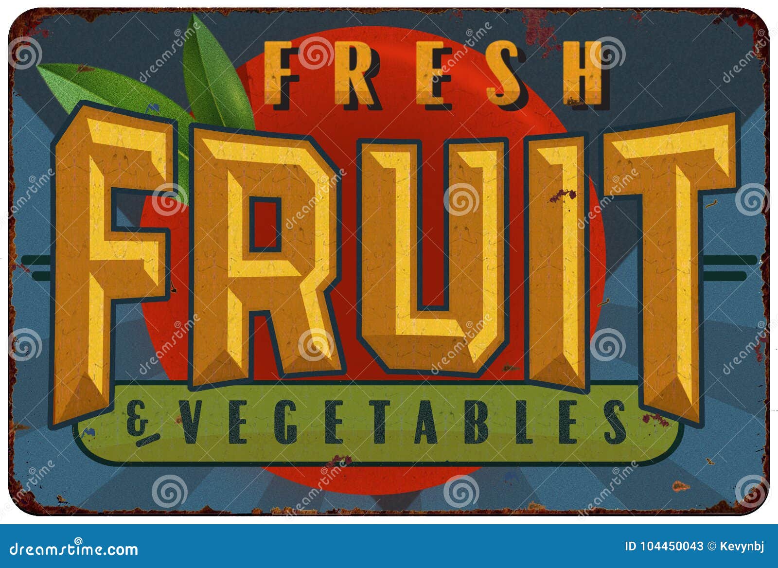 Fruit and Vegetables Tin Sign Label Stock Illustration - Illustration ...