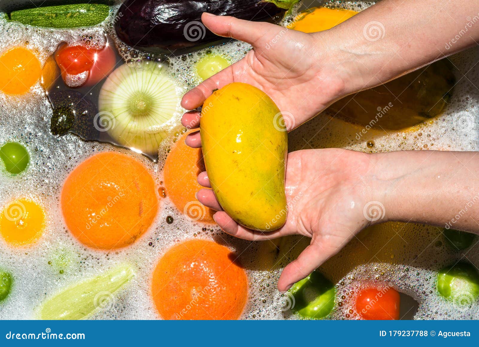 Fruit and Vegetables Washing for Coronavirus Disinfection Stock Photo ...