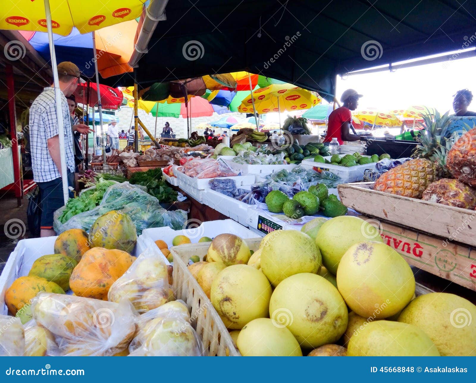 Fruit Vendor at Caribbean Market Editorial Stock Photo - Image of ...