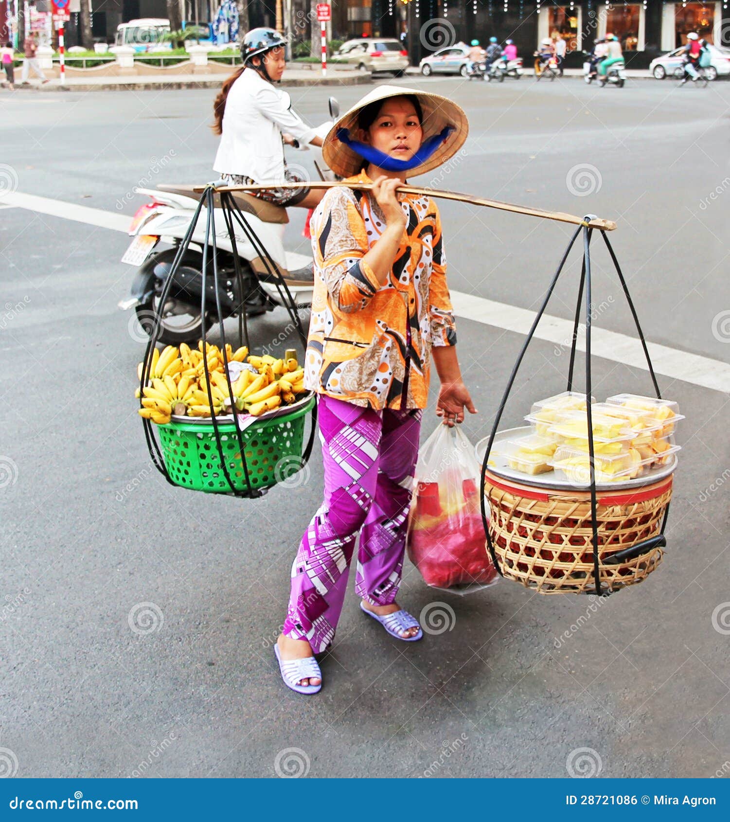 Fruit Vendor In Vietnam editorial photo. Image of carry - 28721086
