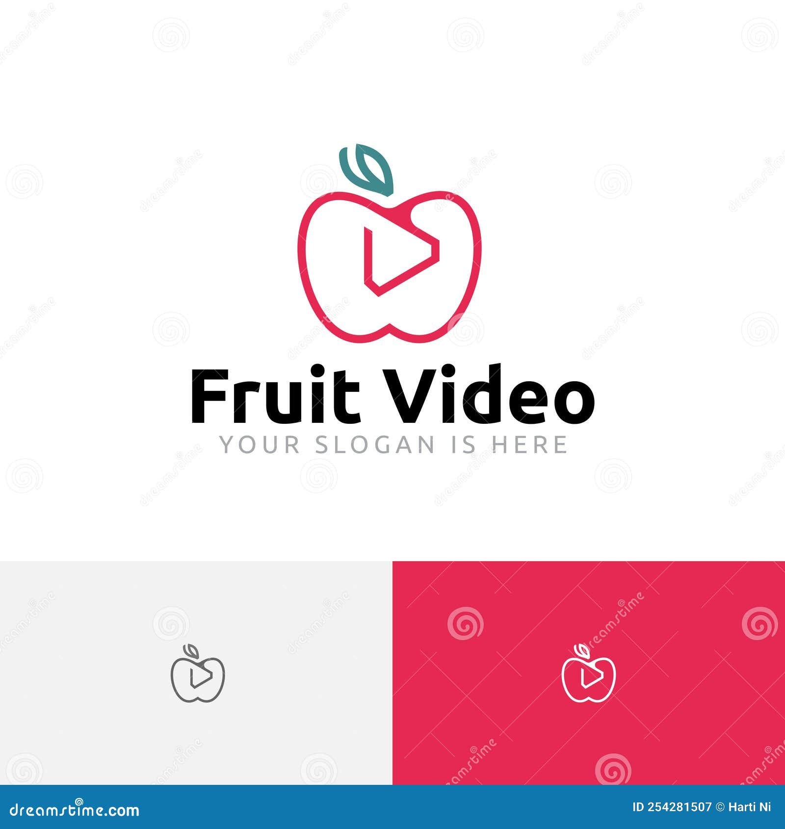 Fruit Video Apple Play Button Line Logo Stock Vector - Illustration of ...