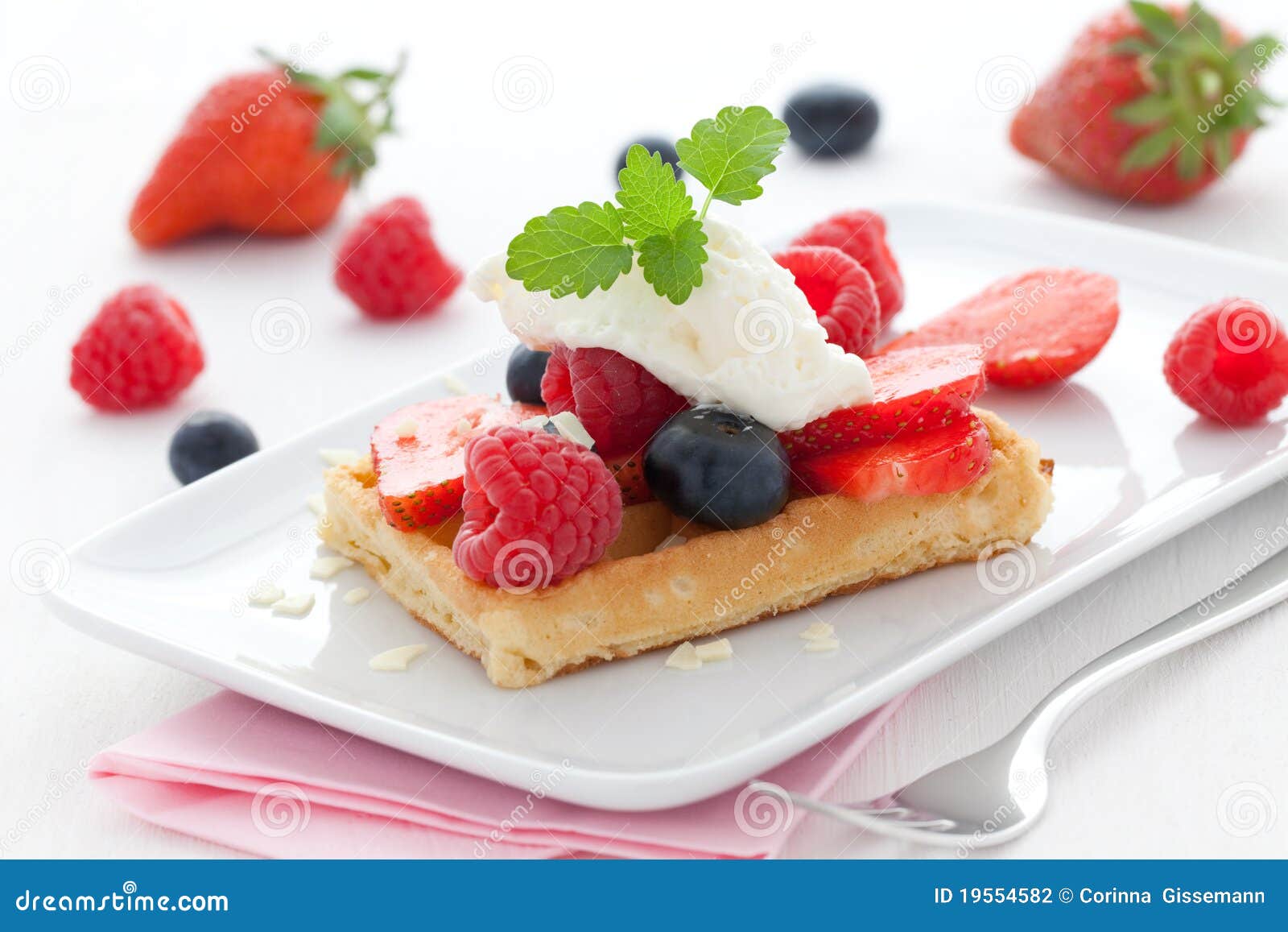 Fruit waffle stock photo. Image of fruity, berries, goods - 19554582