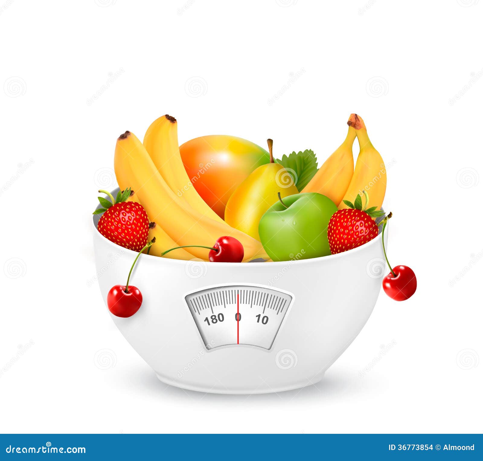 Fruit with in a Weight Scale. Diet Concept Stock Illustration ...