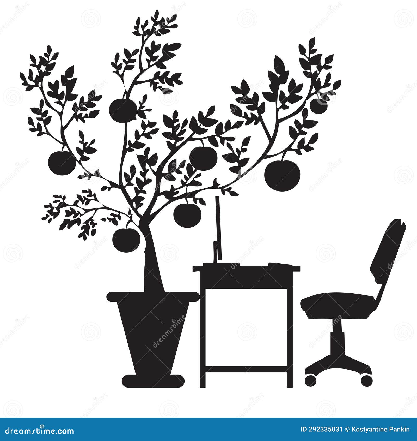Fruit at Work stock illustration. Illustration of chair - 292335031