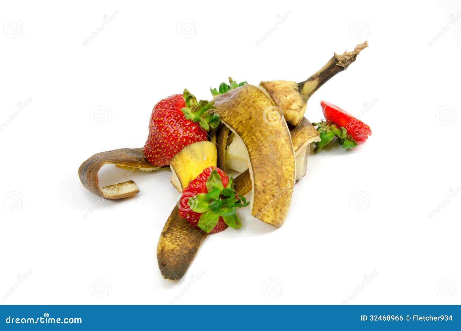Fruitafval Op Een Witte Achtergrond Stock Foto - Image of banaan, vers ...