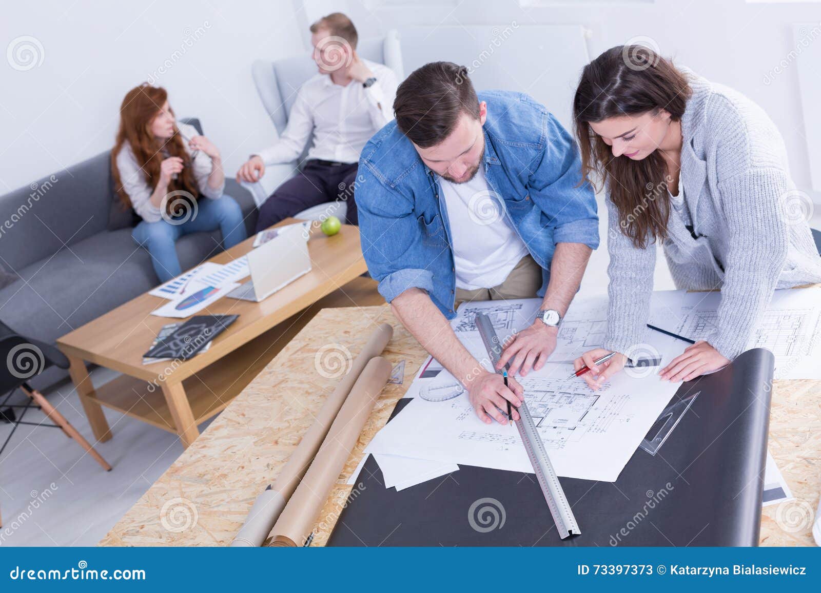 Fruitful Cooperation Over Success Stock Image - Image of tablet ...
