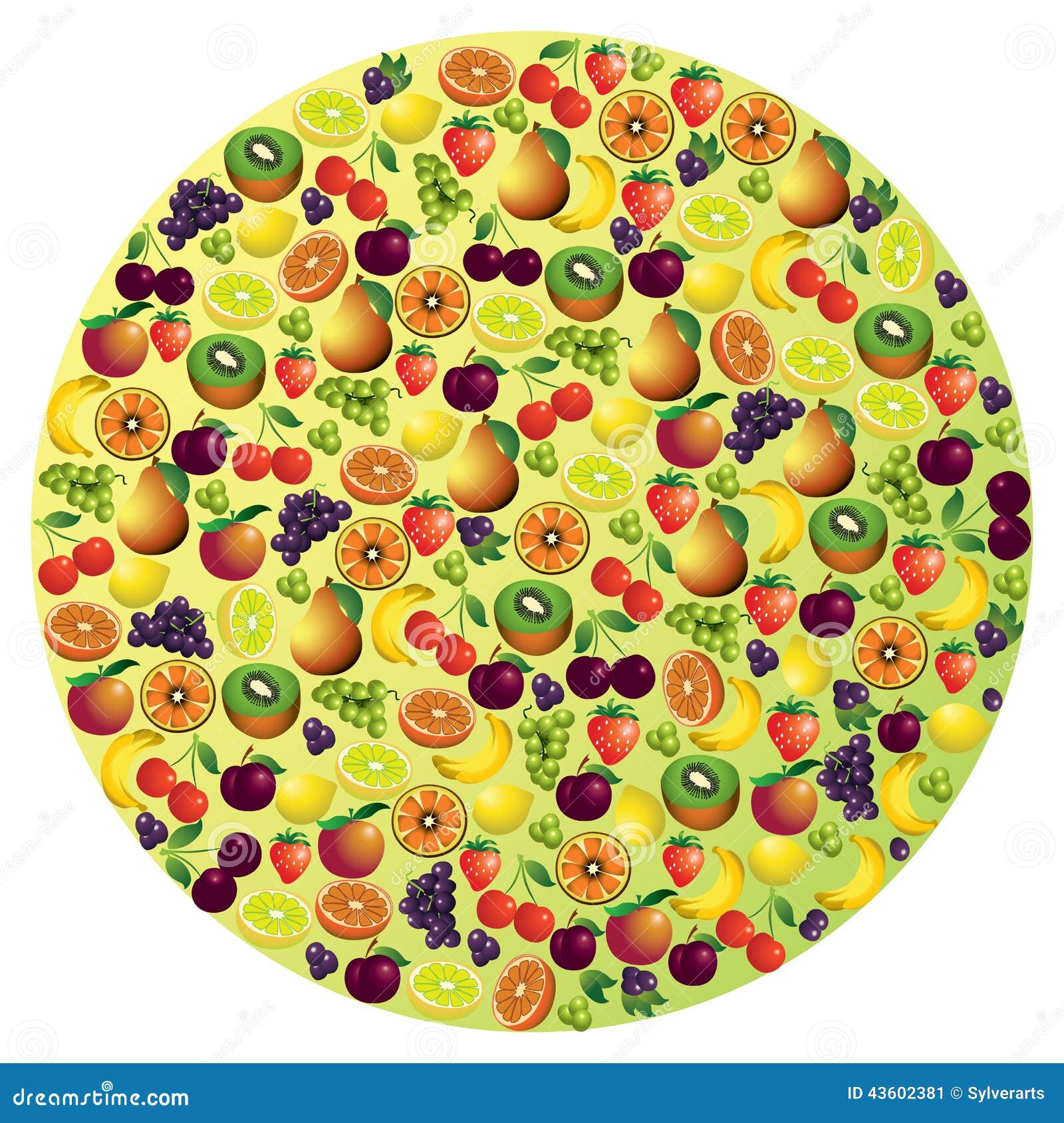 Fruits Abstract Composition, Different Fruits Icon Set, Vector I Stock ...