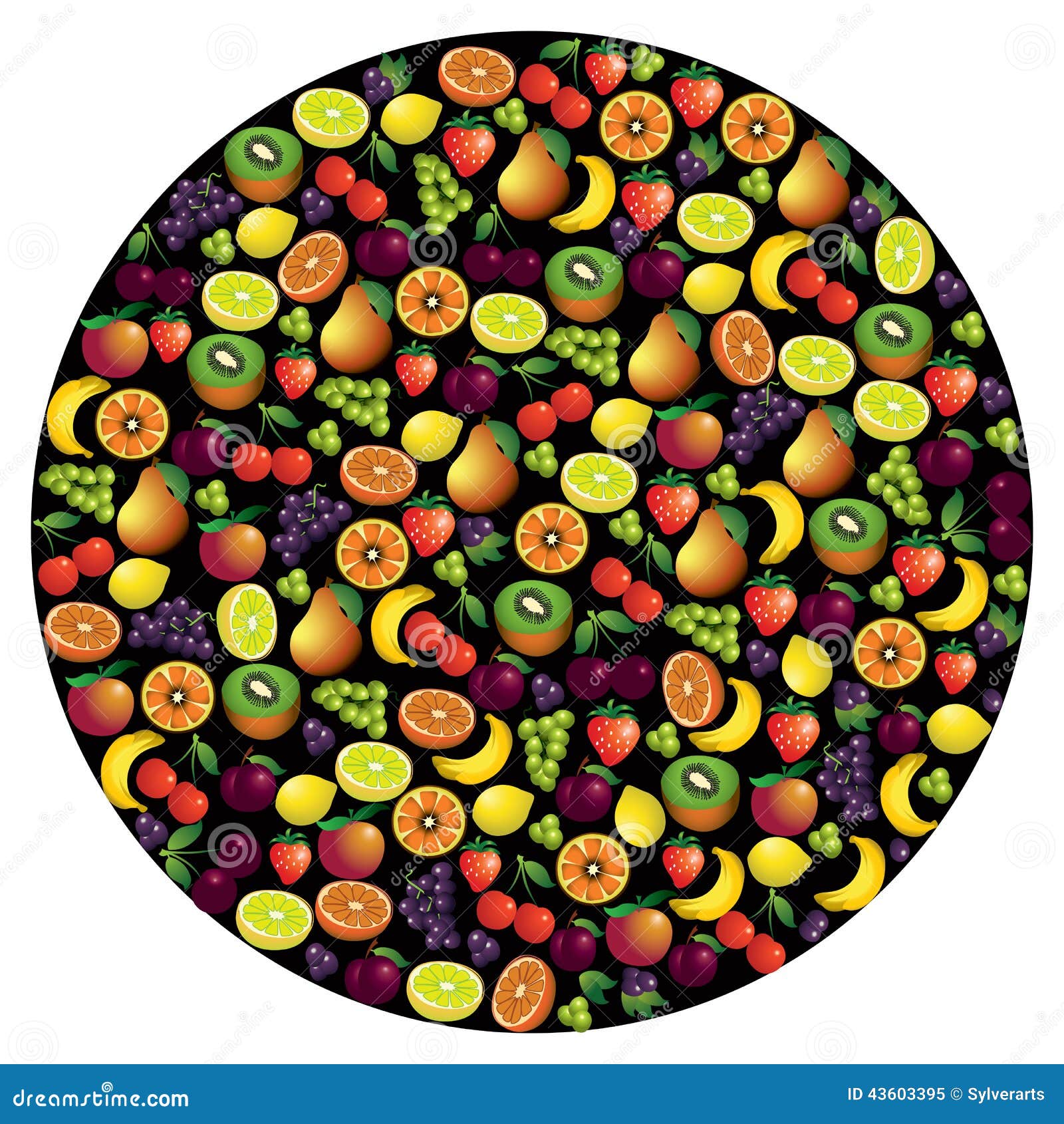Fruits Abstract Composition, Different Fruits Icon Set, Vector I Stock ...