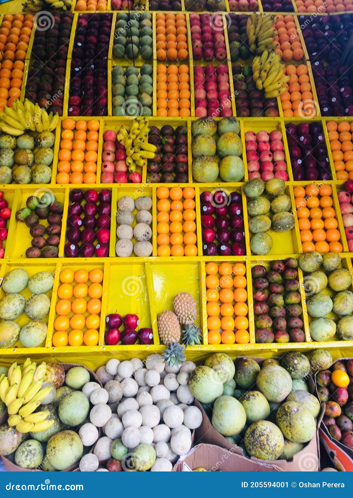 Fruits in a fruit stall. stock image. Image of city - 205594001