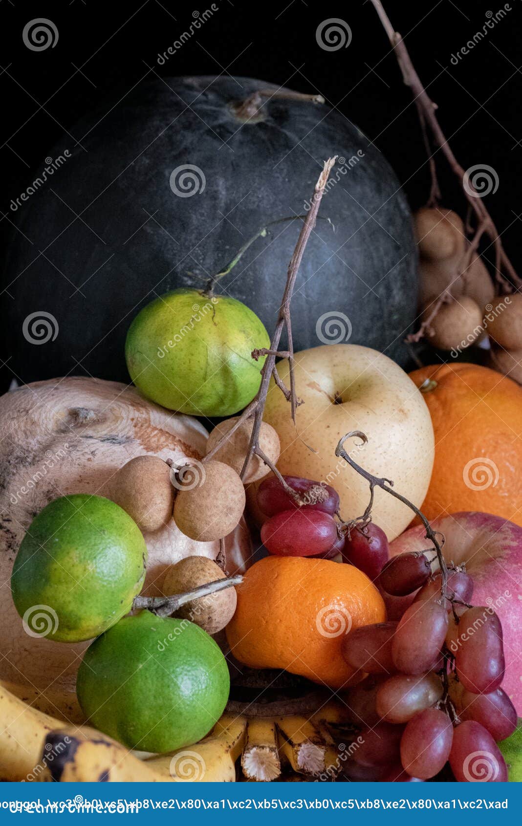 Assorted Tropical Fruits To Welcome the New Year. Stock Photo - Image ...