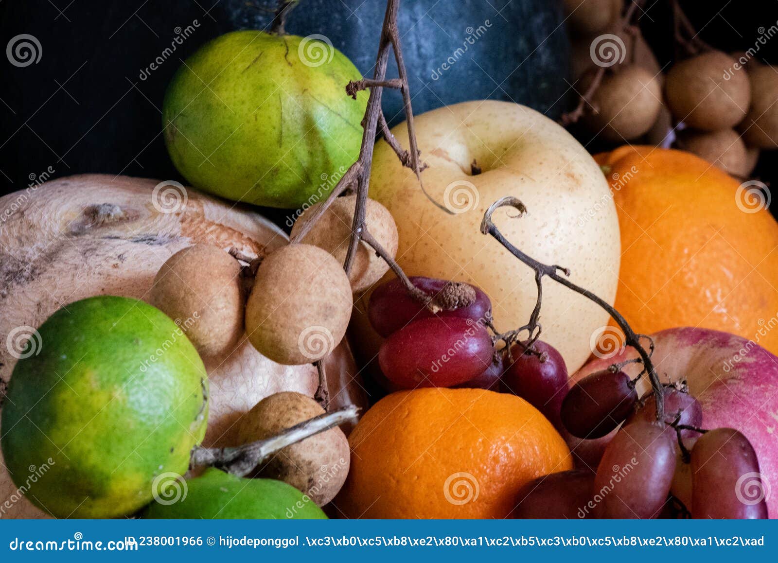 Assorted Tropical Fruits To Welcome the New Year. Stock Photo - Image ...