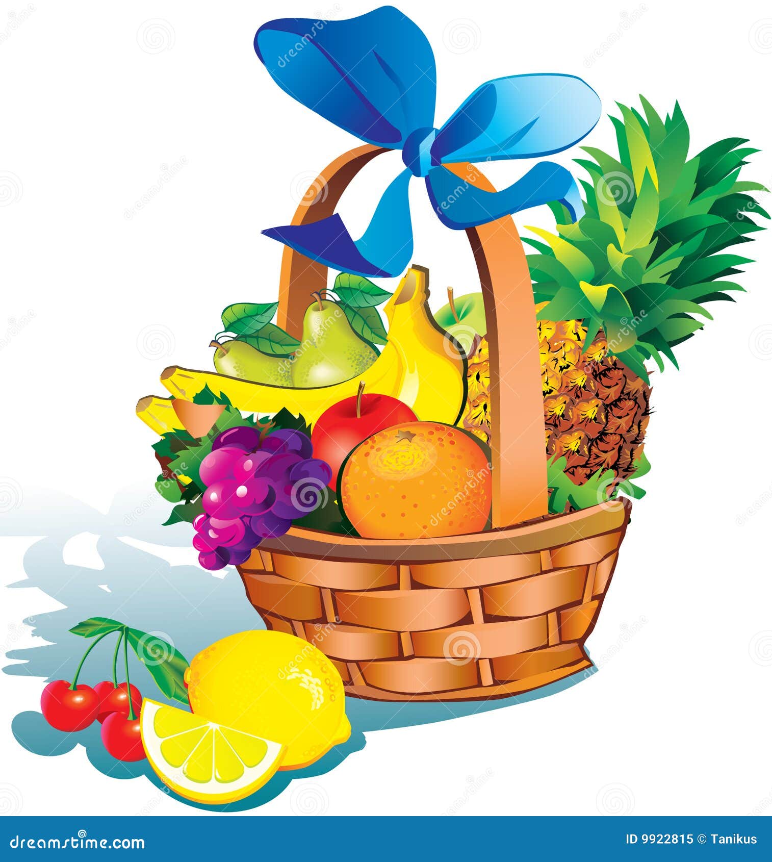 Fruits in a Basket stock illustration. Illustration of lemon - 9922815