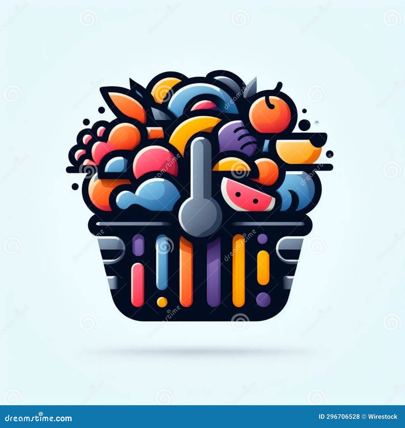 Fruits in the Basket Icon Concept, Vector Illustration, Filled with ...
