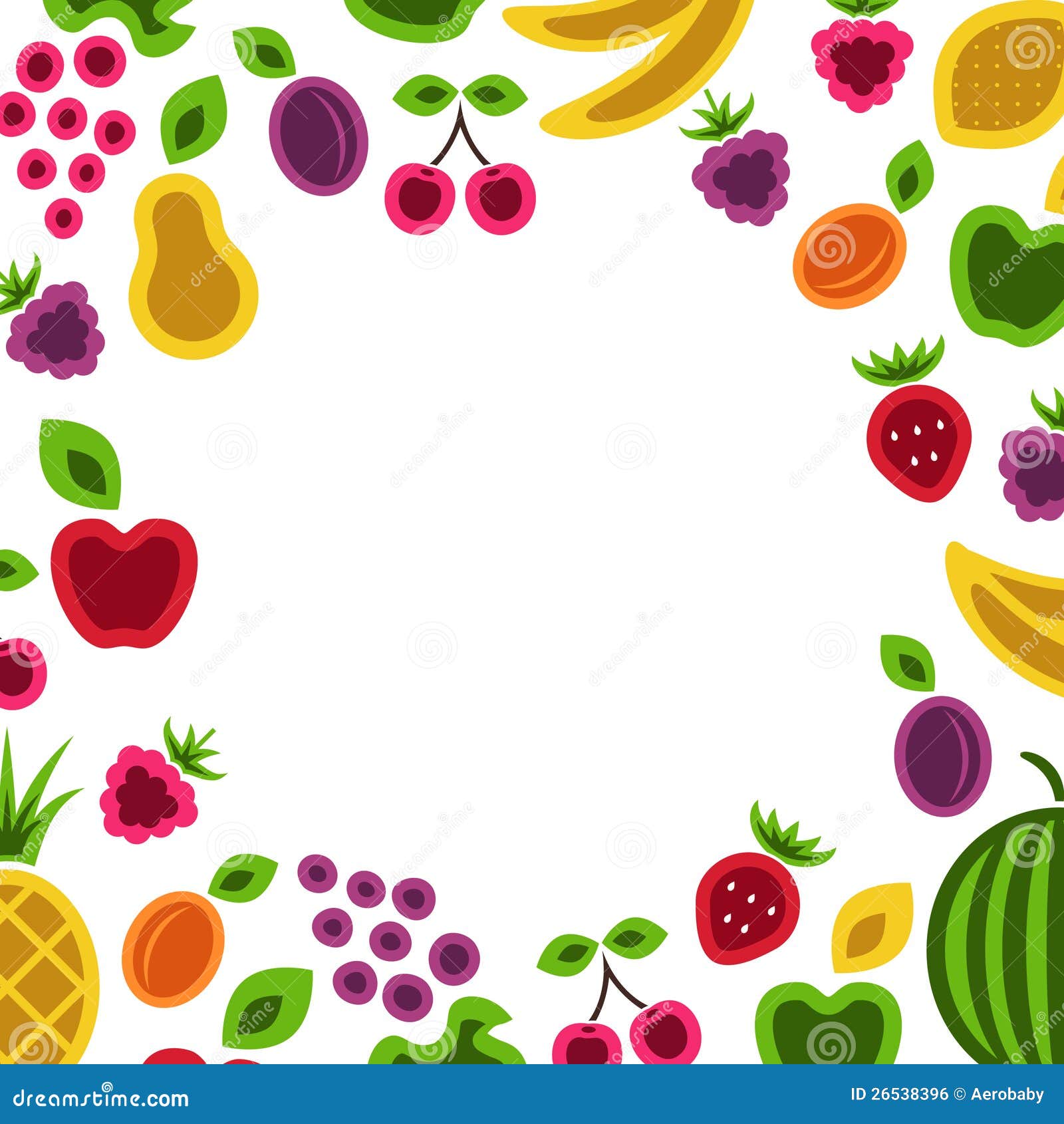 Fruits and berries frame. stock vector. Illustration of yellow - 26538396