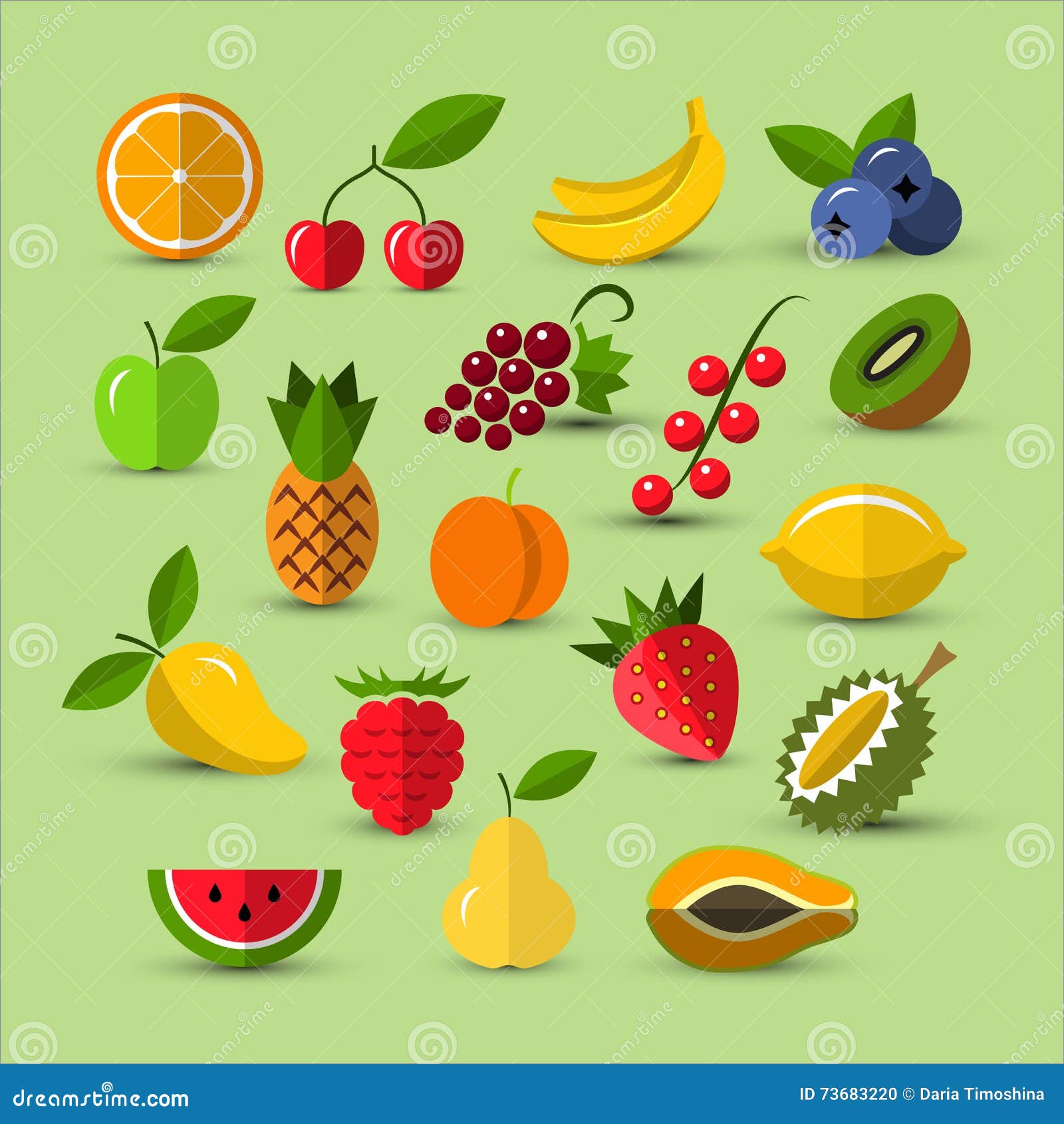 Fruits and berries icons stock vector. Illustration of food - 73683220