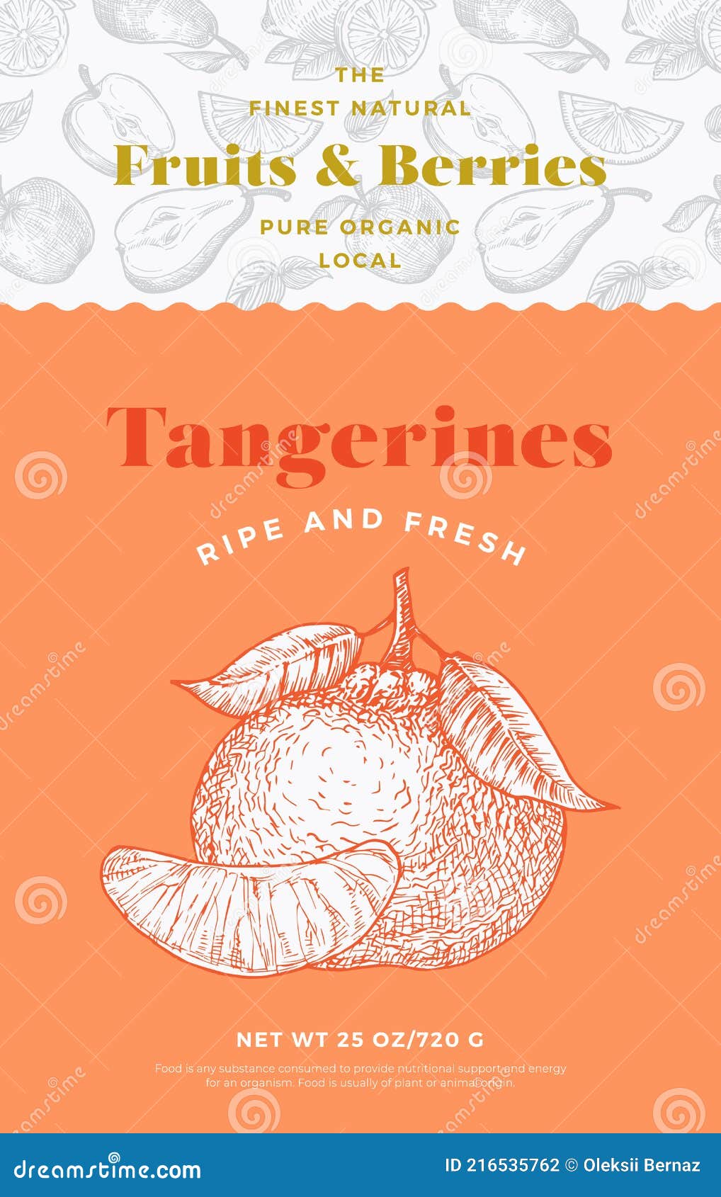 Fruits and Berries Pattern Label Template. Abstract Vector Packaging ...
