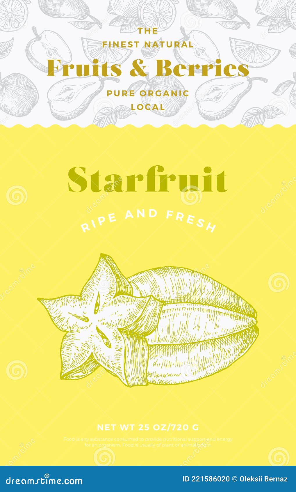 Fruits and Berries Pattern Label Template. Abstract Vector Packaging ...