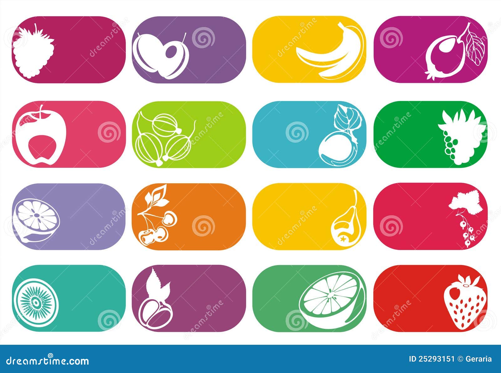 Fruits and Berries Vector Labels Set Stock Vector - Illustration of ...