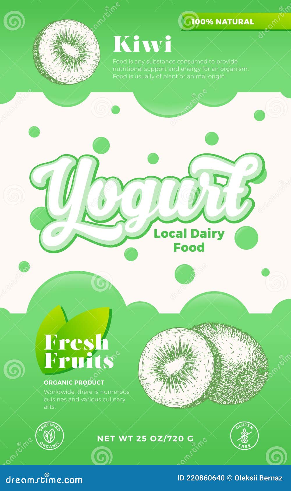 Fruits and Berries Yogurt Label Template. Abstract Vector Dairy ...