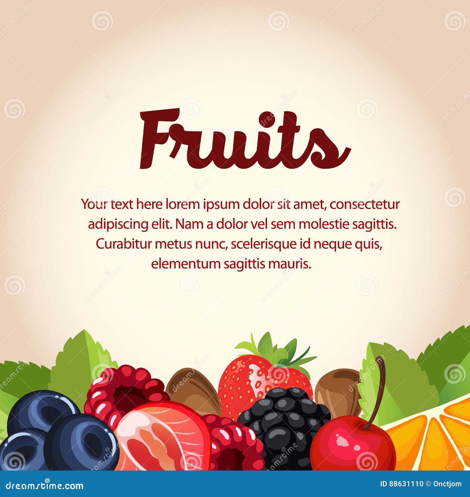 Fruits card stock vector. Illustration of card, colorful - 88631110