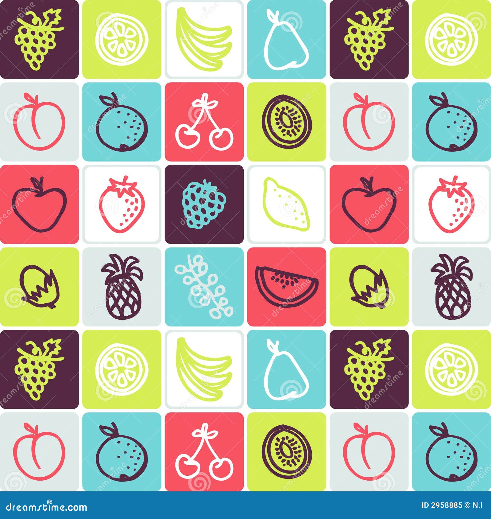 Fruits checked pattern stock vector. Illustration of checked - 2958885