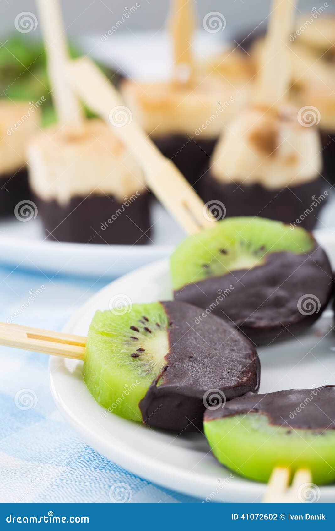 Fruits with Chocolate on a Stick Stock Photo - Image of tasty, dessert ...