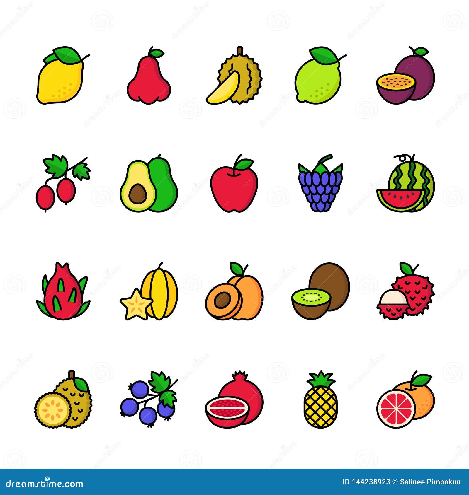 Color Line Icon Set of Fruits Stock Illustration - Illustration of ... Color Line Icon Set of Fruits Stock Illustration - Illustration of ...