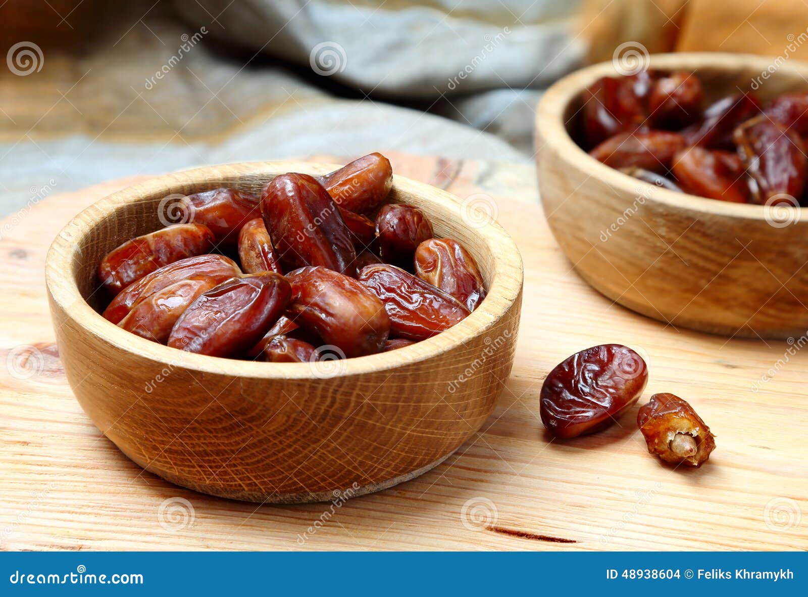 Fruits Dates in Wooden Bowl on Table Stock Photo - Image of arabia ...