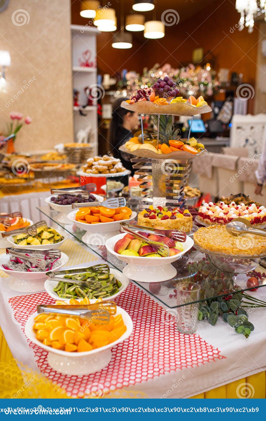 Fruits and Desserts in the Buffet Restaurant Stock Photo - Image of ...