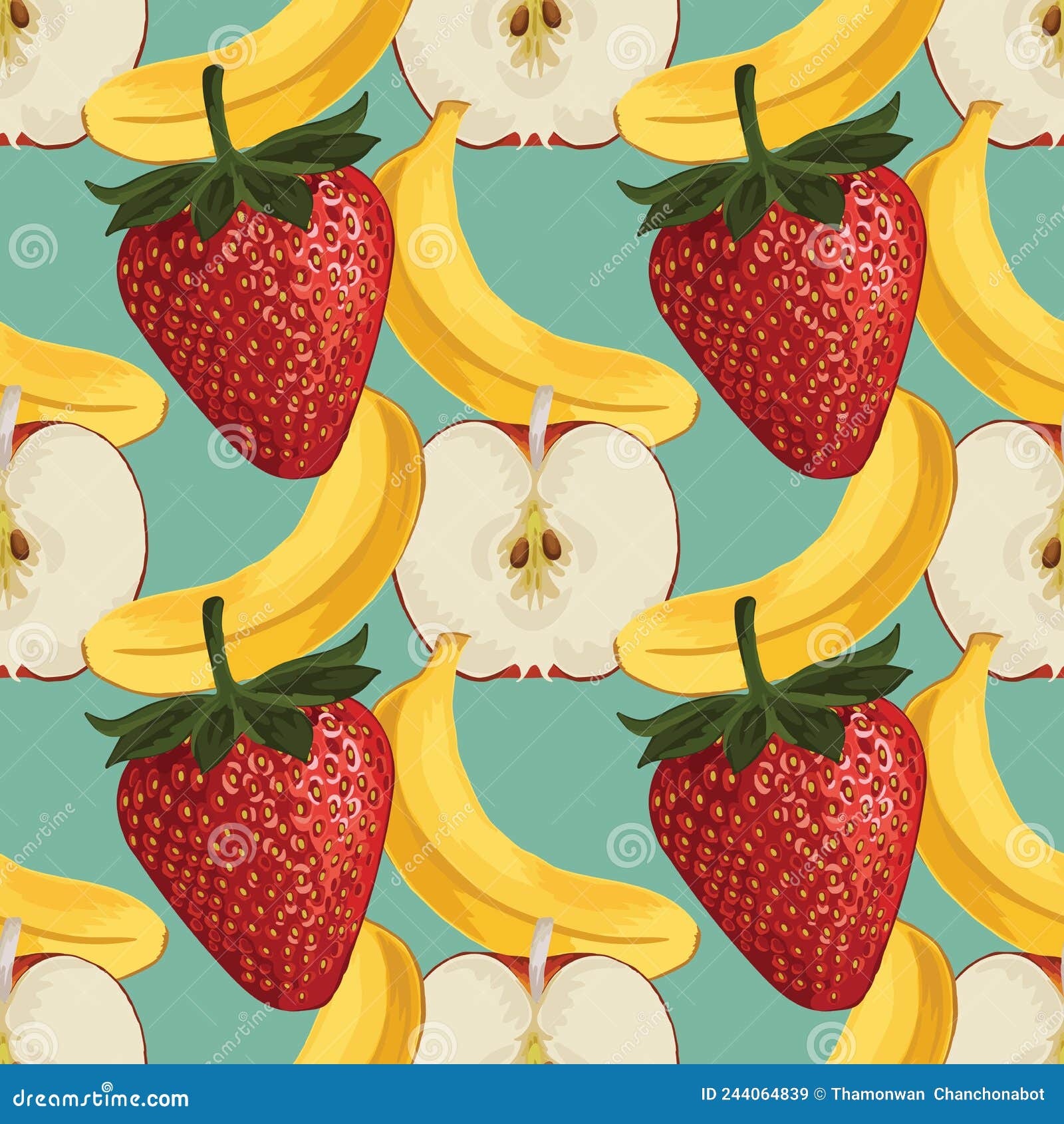 Fruits Drawing Seamless Background Stock Vector - Illustration of ...