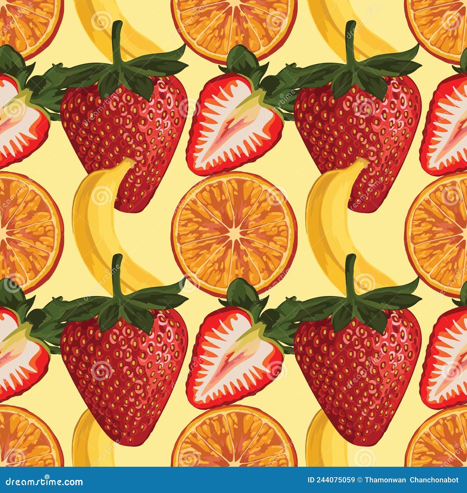 Fruits Drawing Seamless Background Stock Vector - Illustration of ...