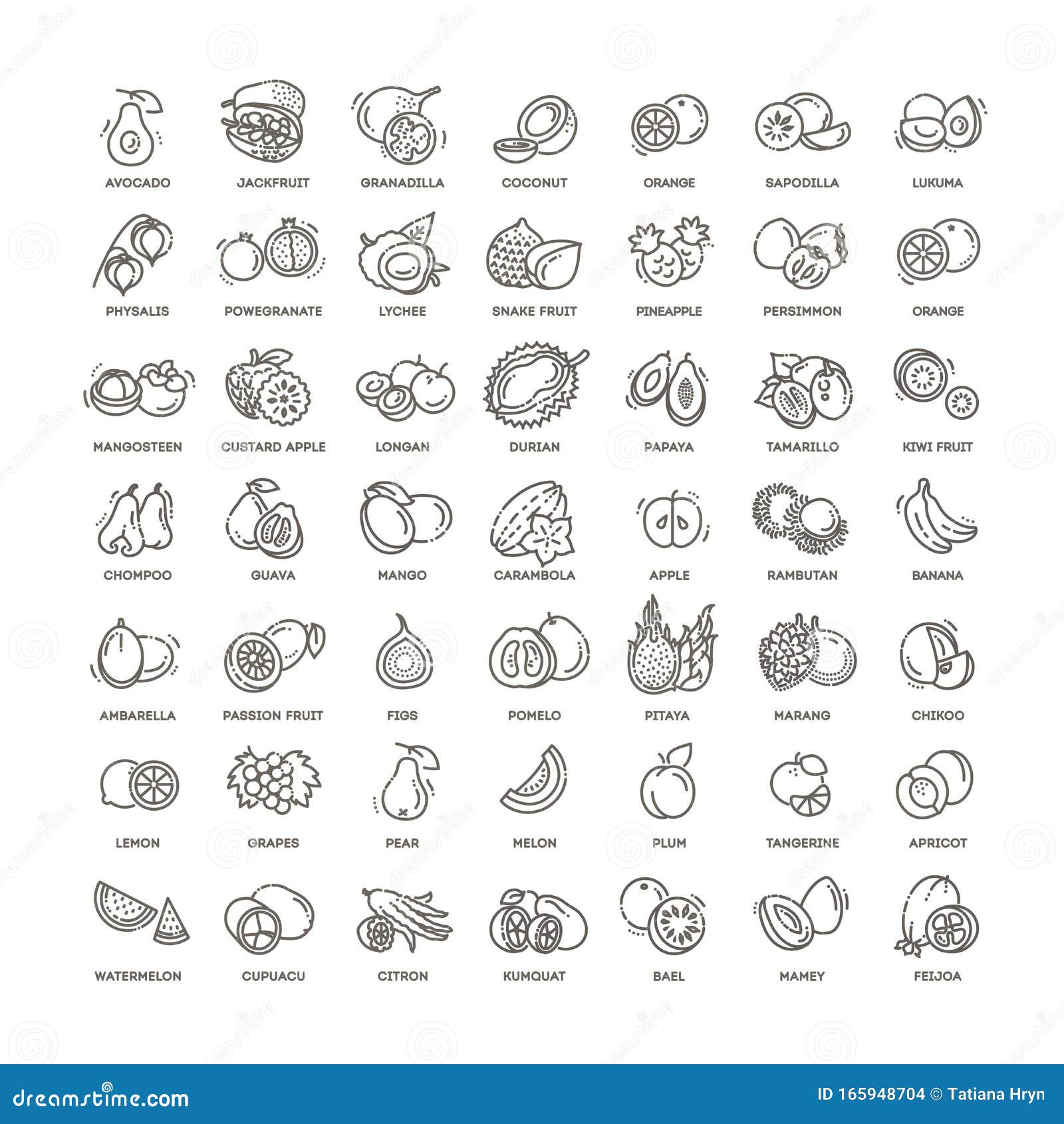 Fresh and Natural Ingredients. Thin Line Web Icon Set. Stock Vector ...