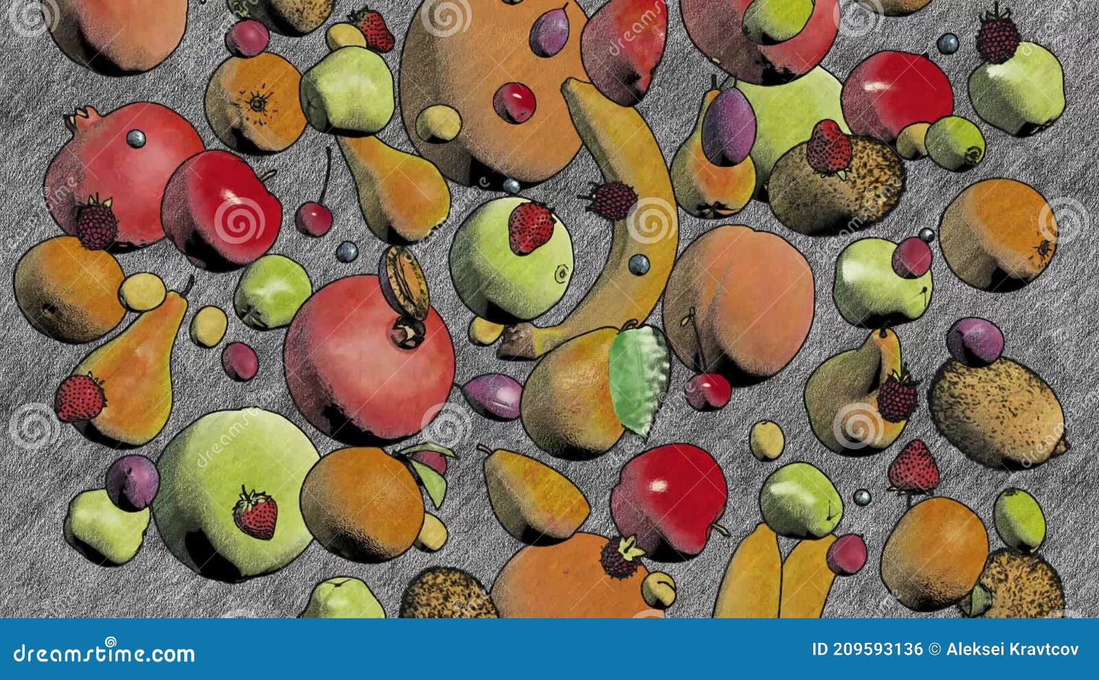 Fruits fall drawing stock footage. Video of citrus, drawing - 209593136