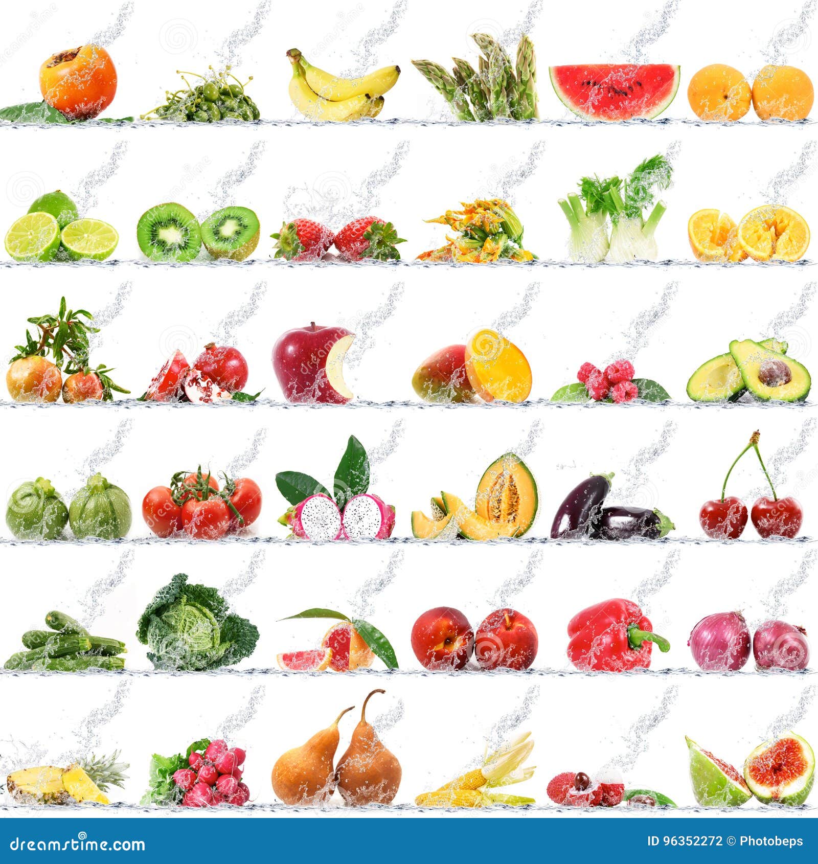 Fruits falling in water stock photo. Image of collage - 96352272