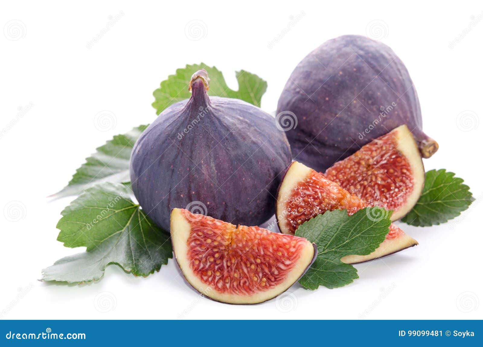 Fruits of Fig Tree Whole and Part with Leaves Stock Image - Image of ...