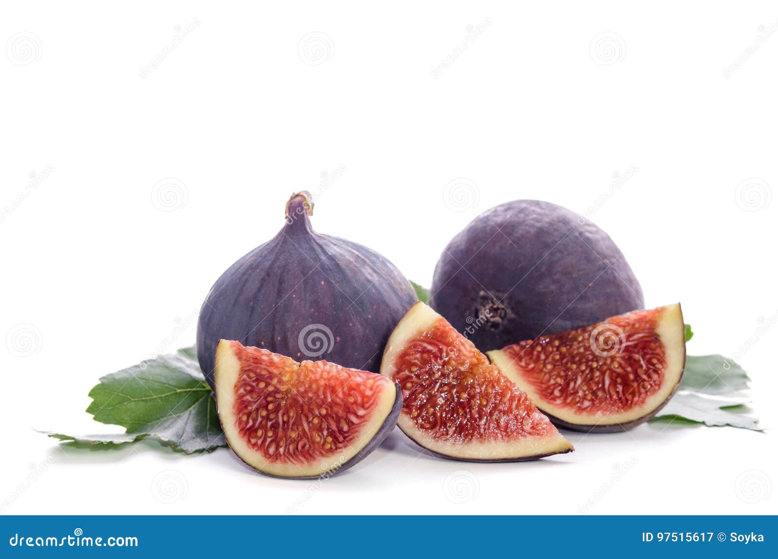 Fruits of Fig Tree Whole and Part with Leaves Stock Image - Image of ...